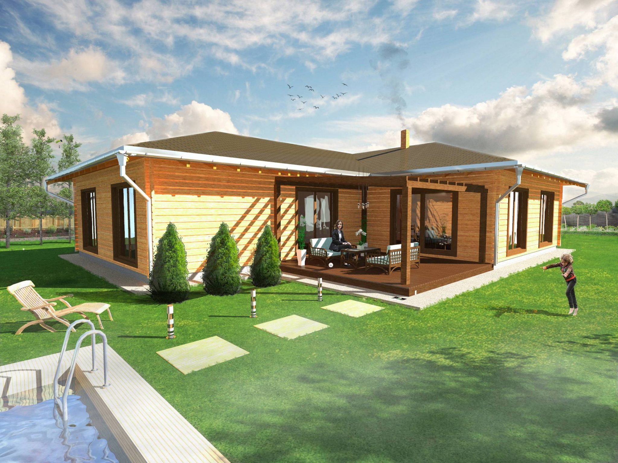 Zrubový dom Marika - drevený bungalov - A-DREVoSTAV